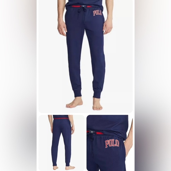 Polo Ralph Lauren | Pants | Polo Ralph Lauren Logo Print Knit Jersey Sleep Jogger Pants Navy ...